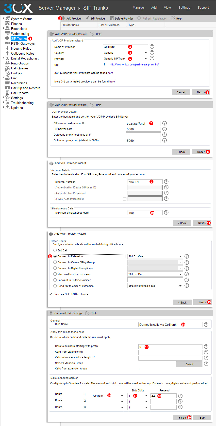 Manual de usuario - Configuración PBX IP - 3CXv14 | GoTrunk